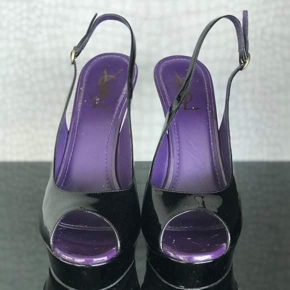 Yves Saint Laurent | Shoes | Ysl Patent Leather Slingback Platform ...